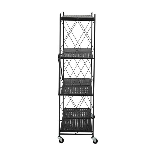 Speed 4-Tier Foldable Shelf with Wheels (Black) - Furniture Source ...