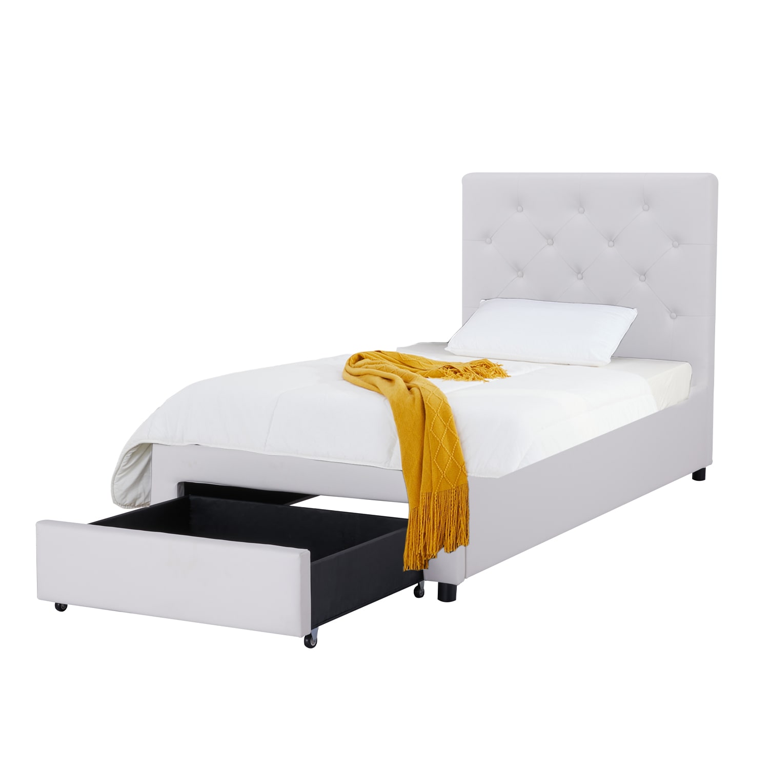 Tuffy Storage Bed Single (White Faux Leather) - Furniture Source ...