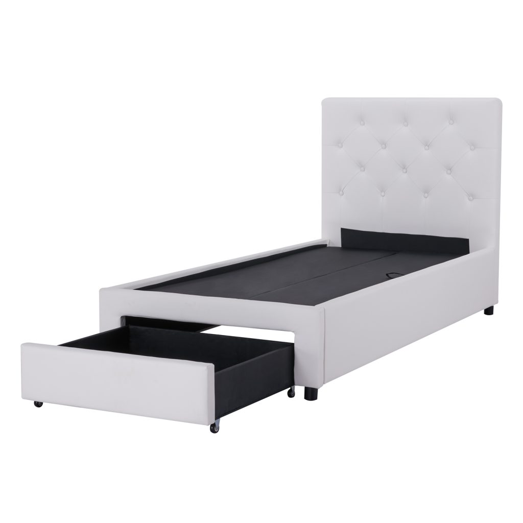 Tuffy Storage Bed Single (White Faux Leather) - Furniture Source ...