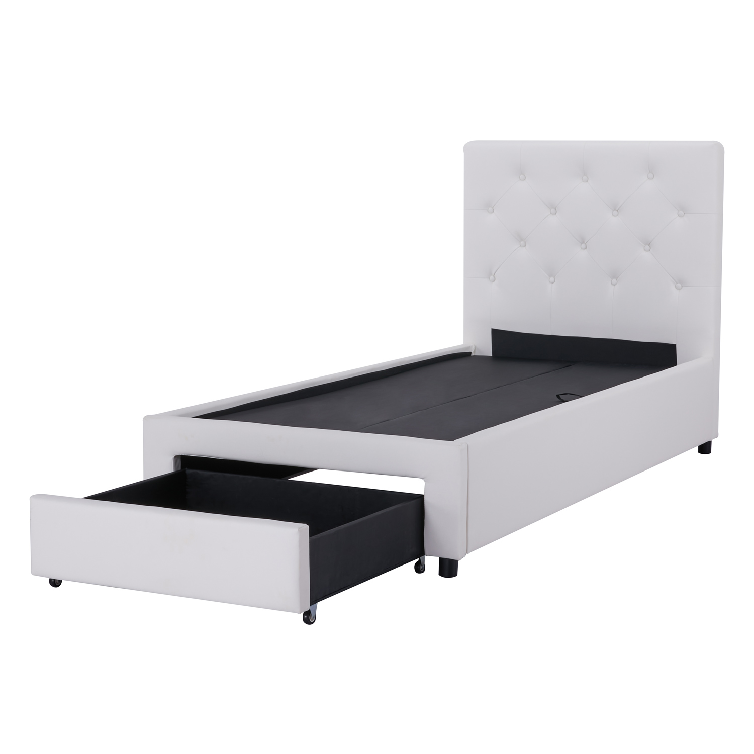 Tuffy Storage Bed Single (White Faux Leather) - Furniture Source ...