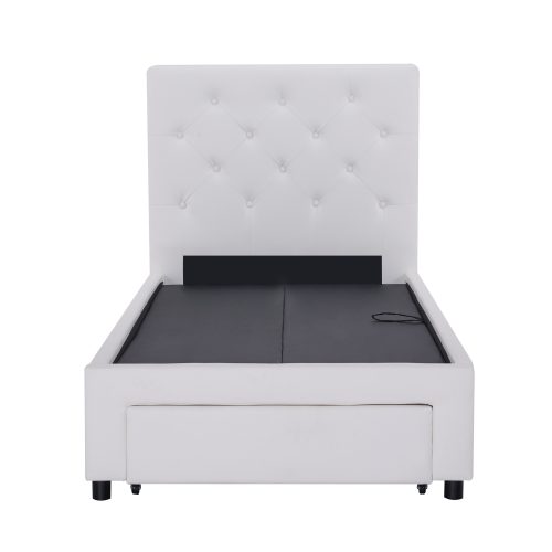 Tuffy Storage Bed Single (White Faux Leather) - Furniture Source ...