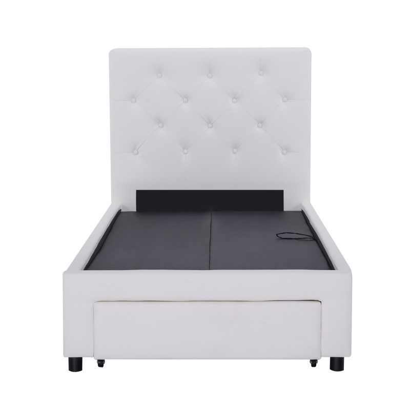 Tuffy Storage Bed Single (White Faux Leather) - Furniture Source ...